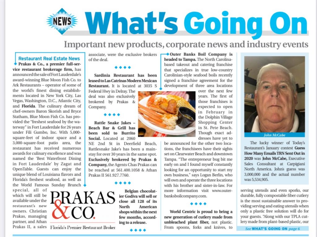 Prakas & Co Featured In Today's Restaurant News - Prakas & Co